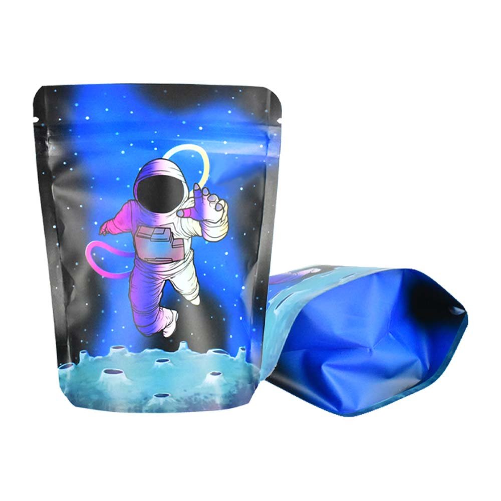 100 Pack Blue Astronaut Custom Designed 3.5 Gram Mylar Bags Empty Pack ...