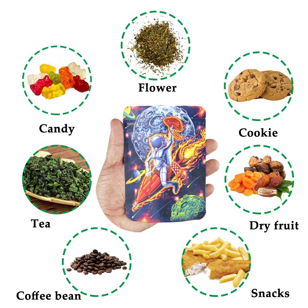 100 Pack Girly Spaceman Custom Designed 3.5 Gram Mylar Bags Empty Pack– SpacyGas