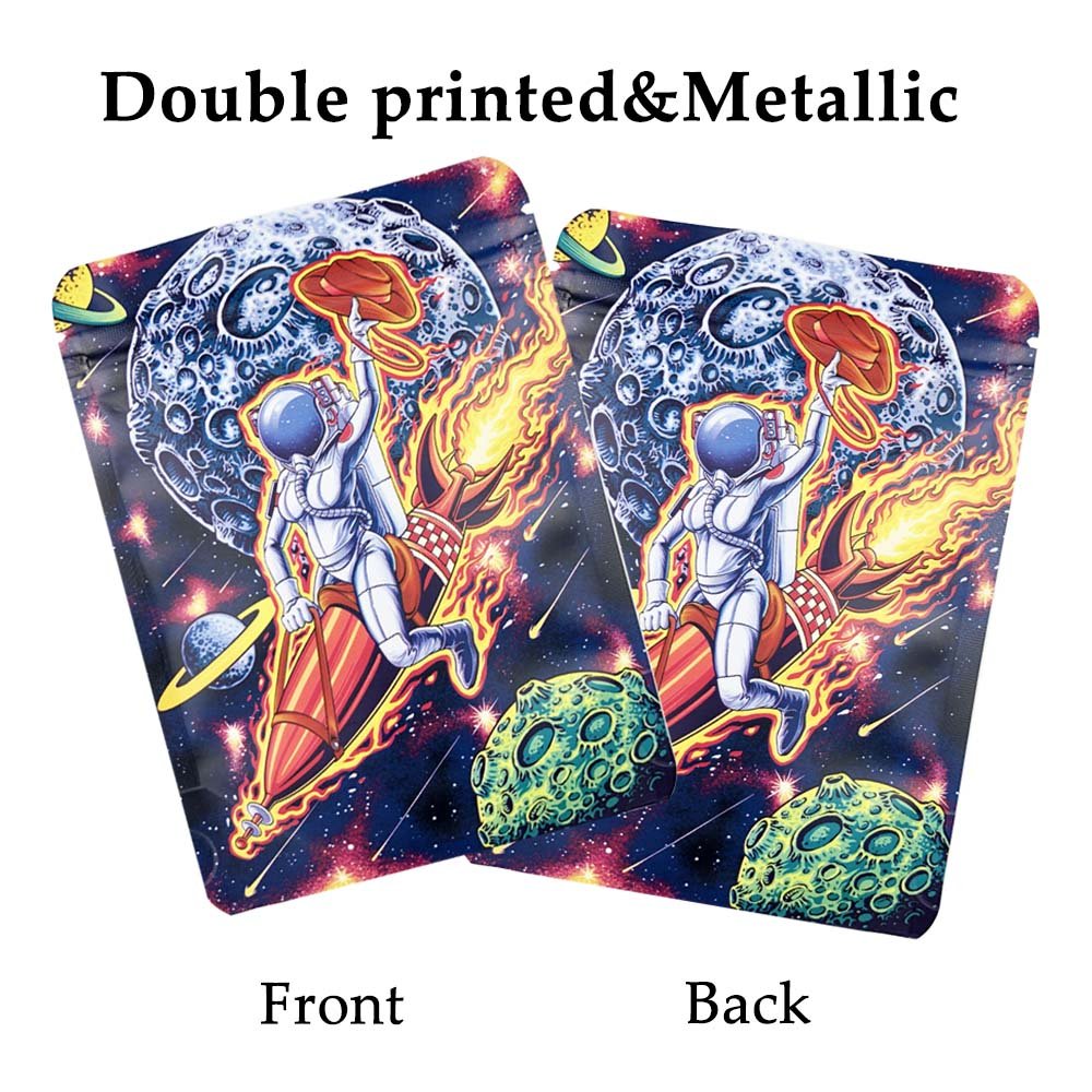 100 Pack Girly Spaceman Custom Designed 3.5 Gram Mylar Bags Empty Pack ...