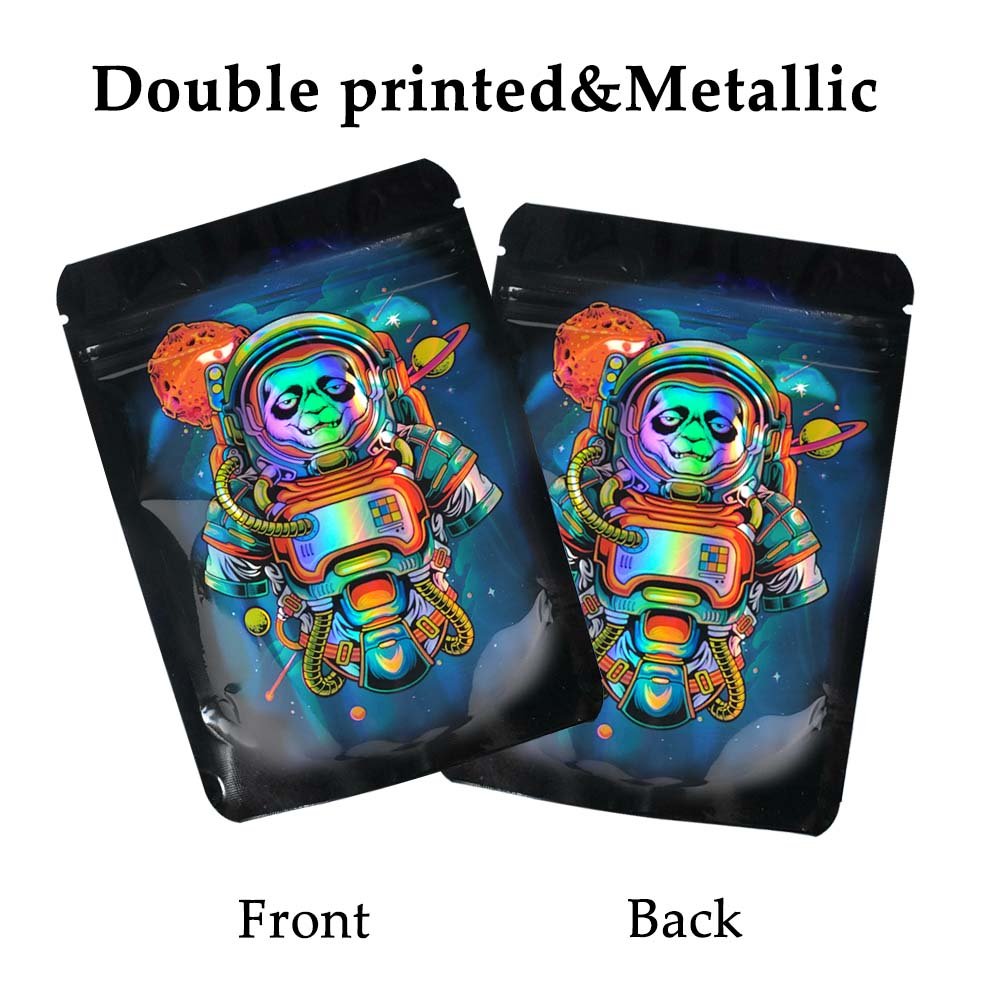 100 Pack Green Space Panda Custom Designed 7 Gram Mylar Bags Empty Pac ...