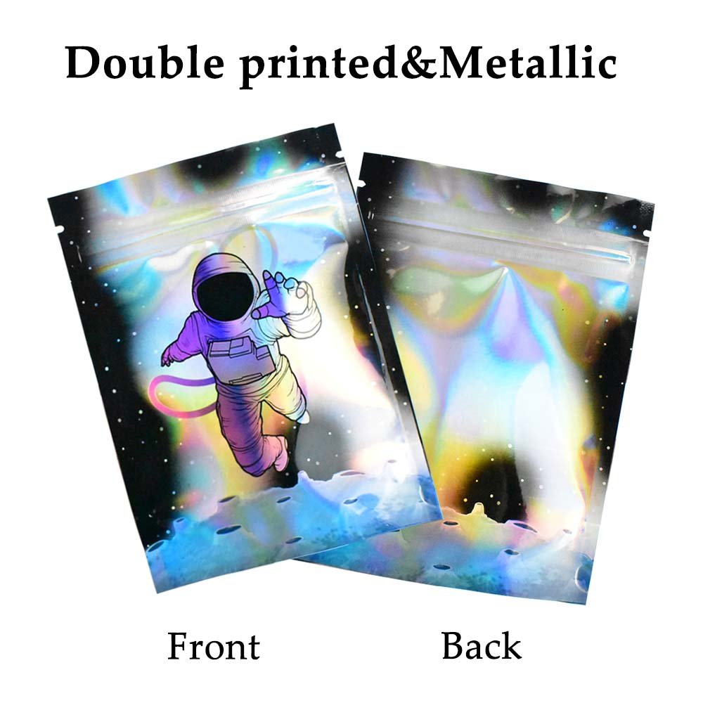 100 Pack Holographic Astronaut Custom Designed 7 Gram Mylar Bags Empty ...