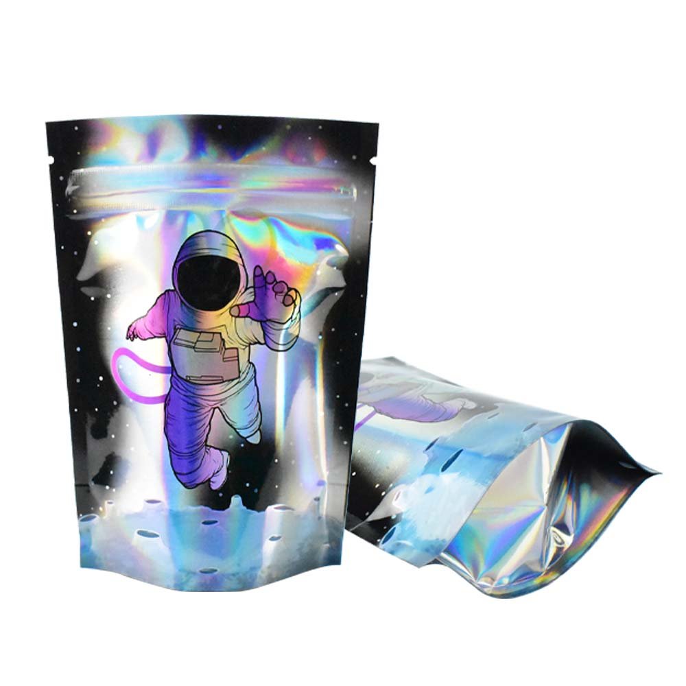 100 Pack Holographic Astronaut Custom Designed 7 Gram Mylar Bags Empty ...