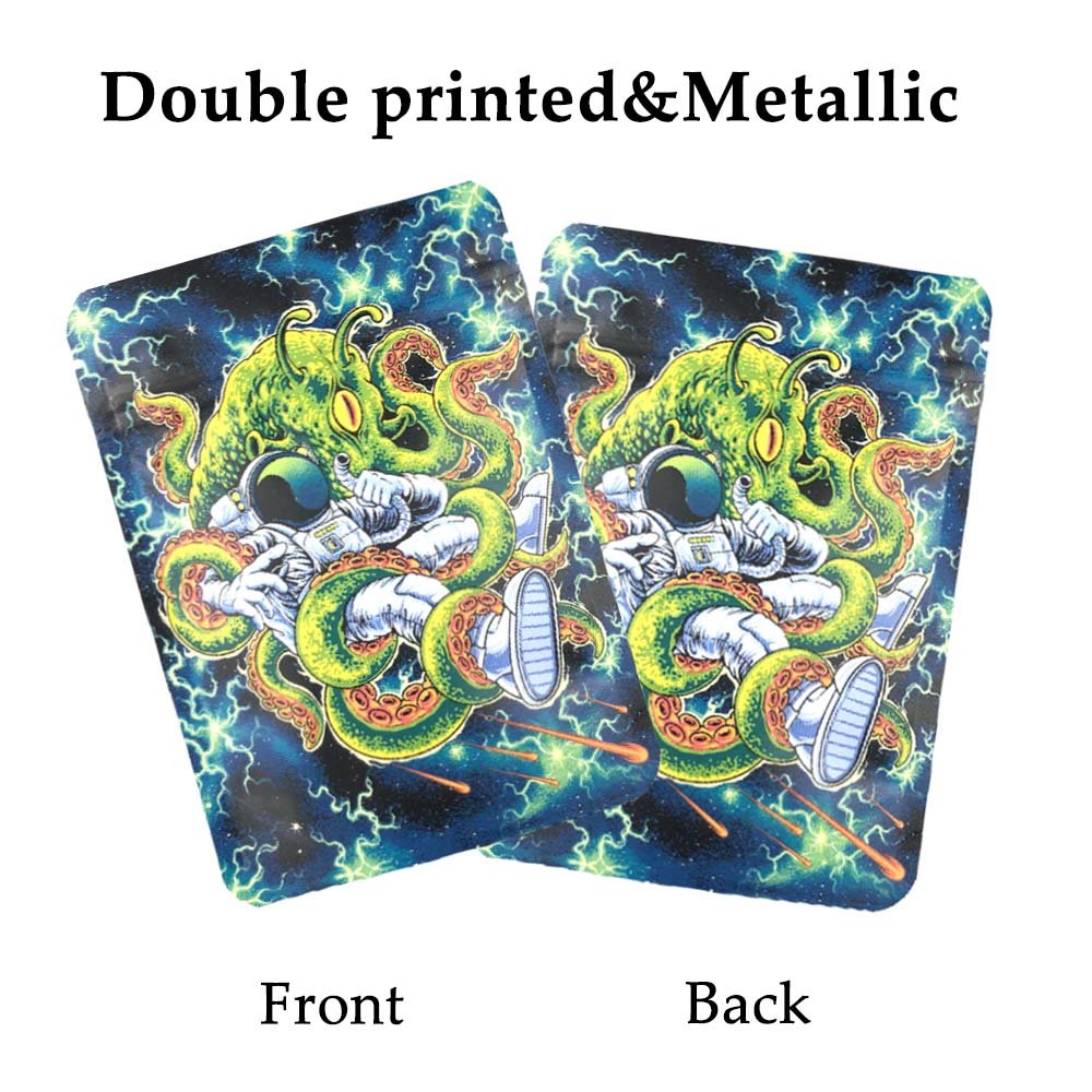 100 Pack Octopus Astronaut Custom Designed 3.5 Gram Mylar Bags Empty P ...