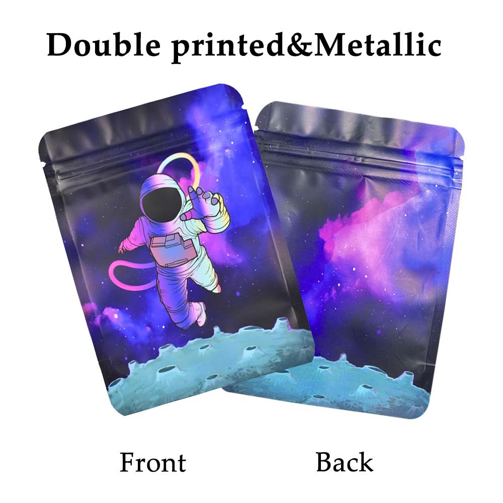 100 Pack Purple Astronaut Custom Designed 3.5 Gram Mylar Bags Empty Pa ...