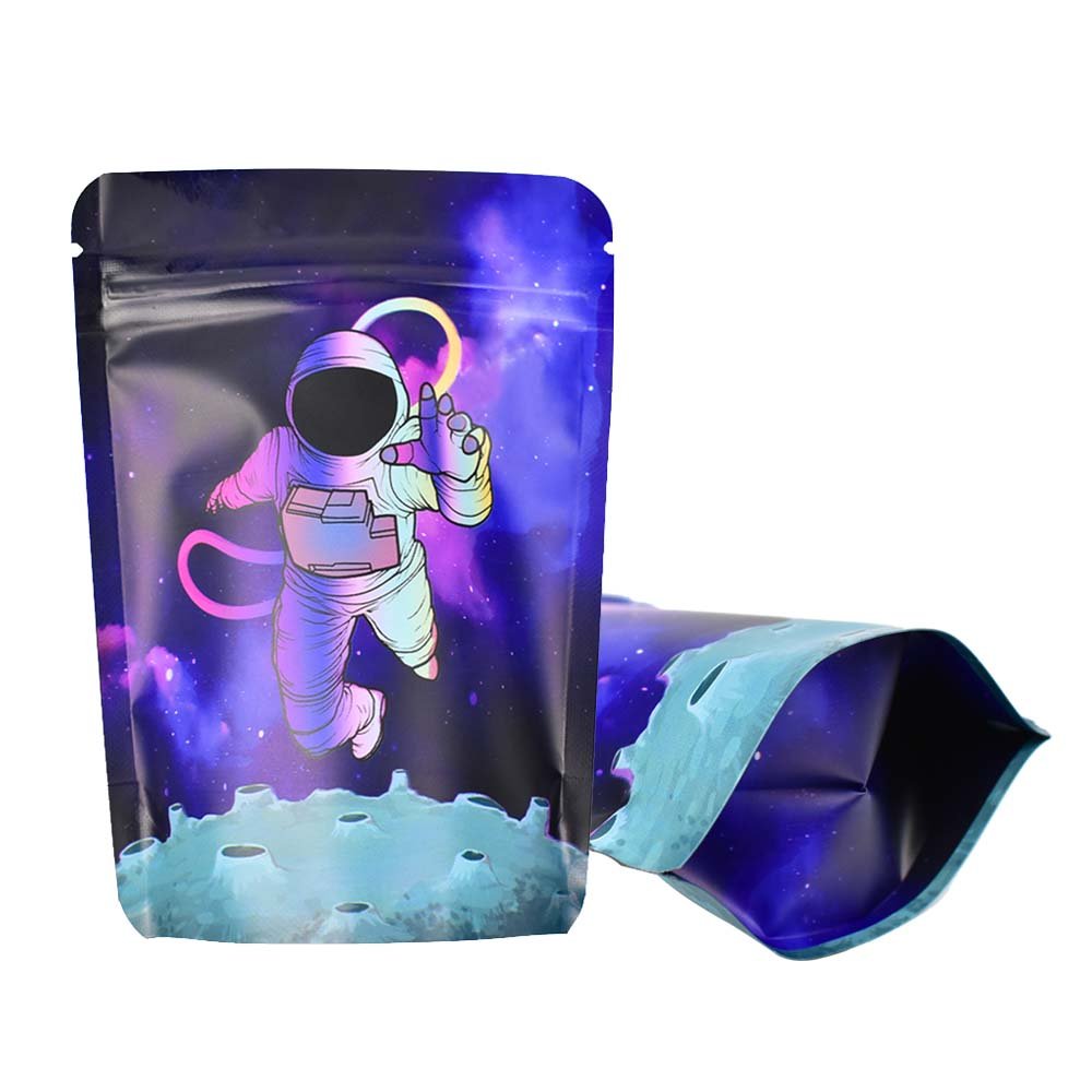 100 Pack Purple Astronaut Custom Designed 3.5 Gram Mylar Bags Empty Pa ...