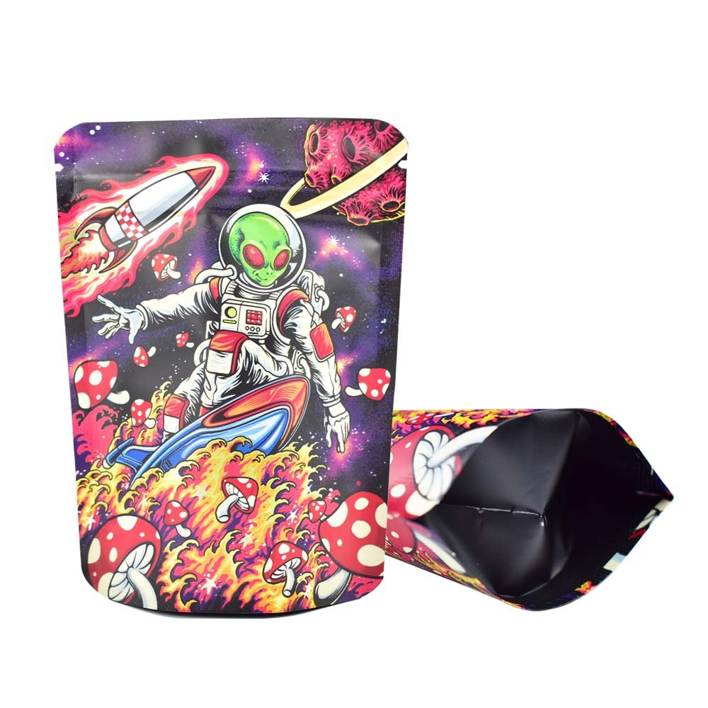 100 Pack Space Alien Custom Designed 3.5 Gram Mylar Bags Empty Packagi ...